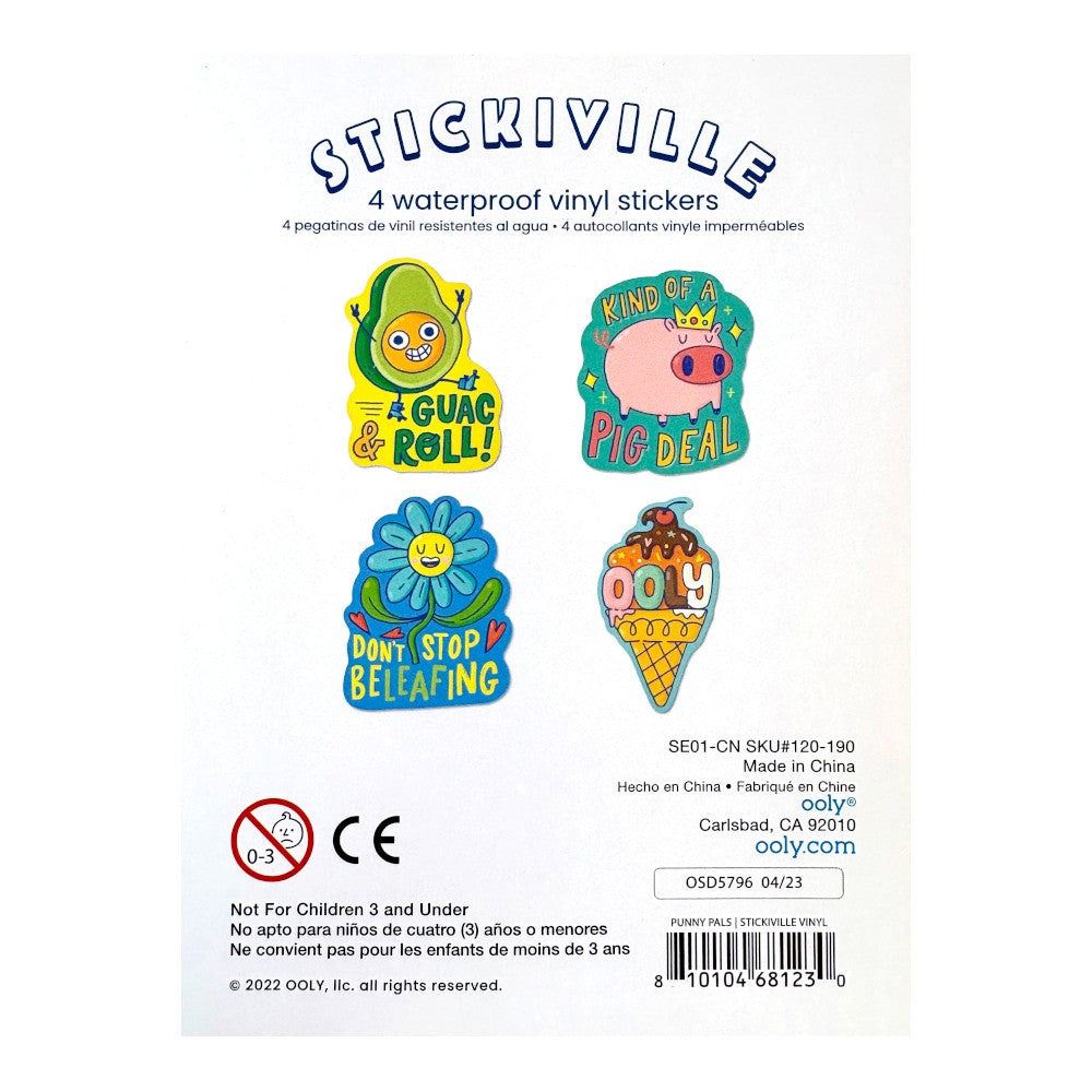 Ooly Stickiville Vinyl Stickers 4pk - Punny Pals – Midoco Art & Office ...