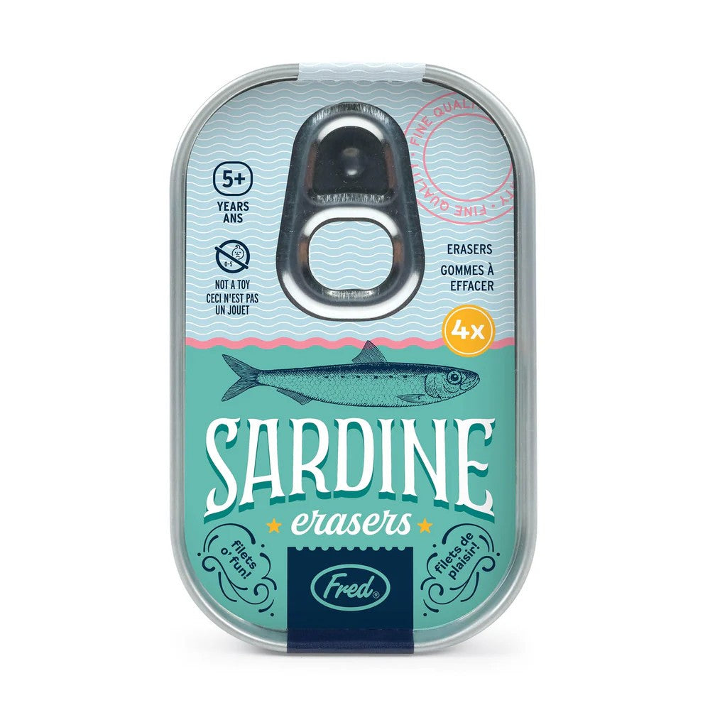 Fred Sardine Erasers in Tin 4pk – Midoco Art & Office Supplies