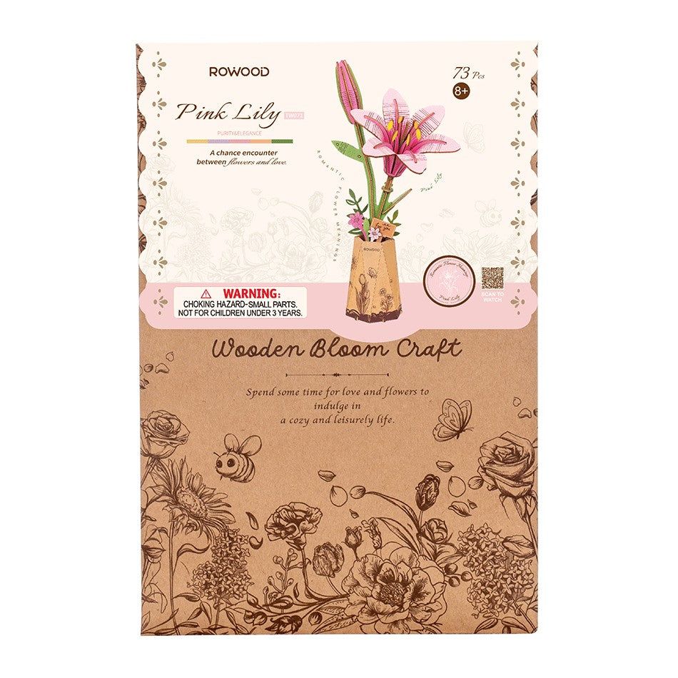 Robotime Rowood Wooden Bloom Craft Model Kit - Pink Lily – Midoco Art ...