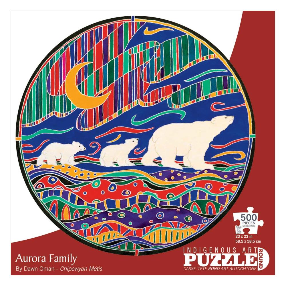Indigenous Collection 500pc Round Puzzle - Dawn Oman: Aurora Family ...