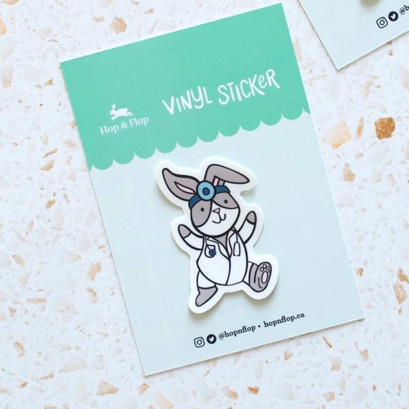 Hop & Flop Vinyl Sticker - Bunny Doctor – Midoco Art & Office Supplies