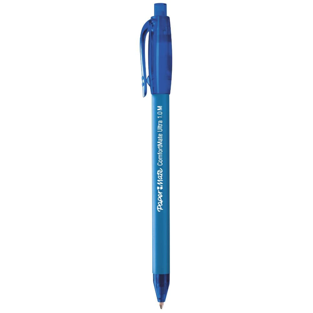 Paper Mate ComfortMate Retractable Ballpoint Pens, Medium Blue 12pk ...
